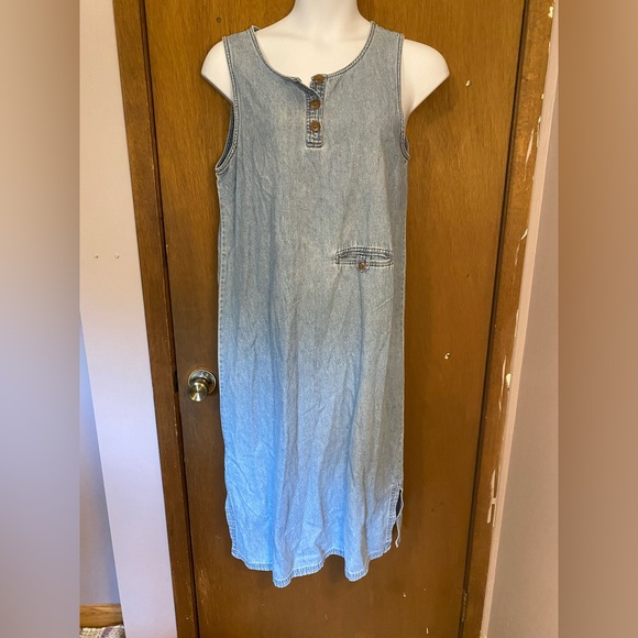Fads | Dresses | 9s Vintage Fads Sleeveless Denim Dress With Button ...